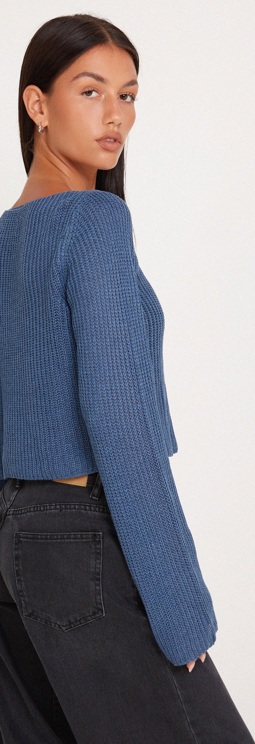 Midnight Blue Long Sleeve Knit Top | Kazayo – motelrocks-com-us