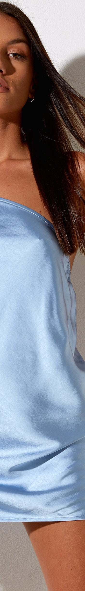 Light Blue Satin One Shoulder Mini Dress | Paira – motelrocks-com-us