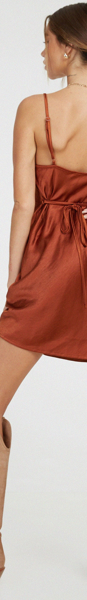 Satin Dark Rust Slip Dress | Paiva – motelrocks-com-us