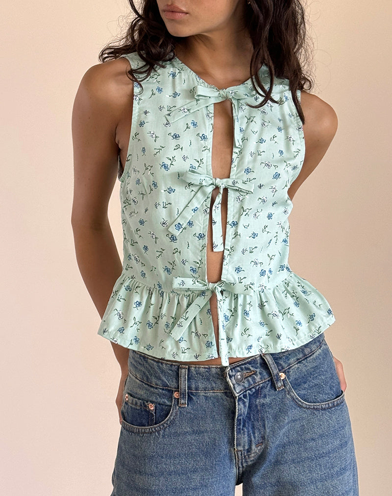 Green Pretty Petal Tie Front Top | Revata – motelrocks-com-us