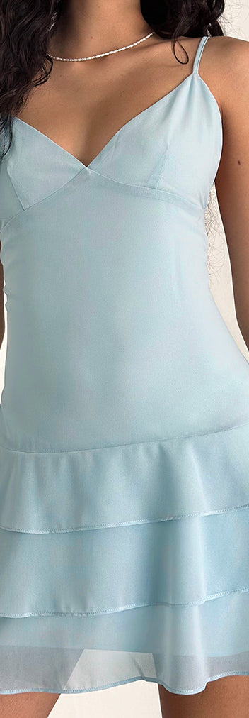 Baby Blue Chiffron Mini Dress | Riasi – motelrocks-com-us