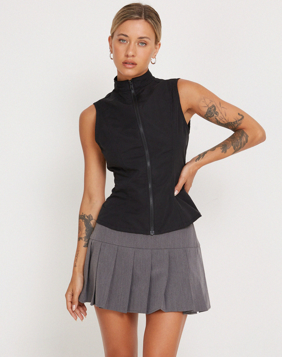 Black Zip Up Vest Top | Rilyn – motelrocks-com-us