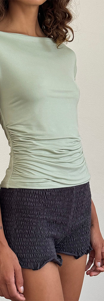 Beluga Grey Shirred Micro Shorts | Ritala – motelrocks-com-us