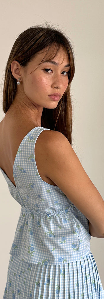 Blue Flower Gingham Cami Top | Rolia – motelrocks-com-us