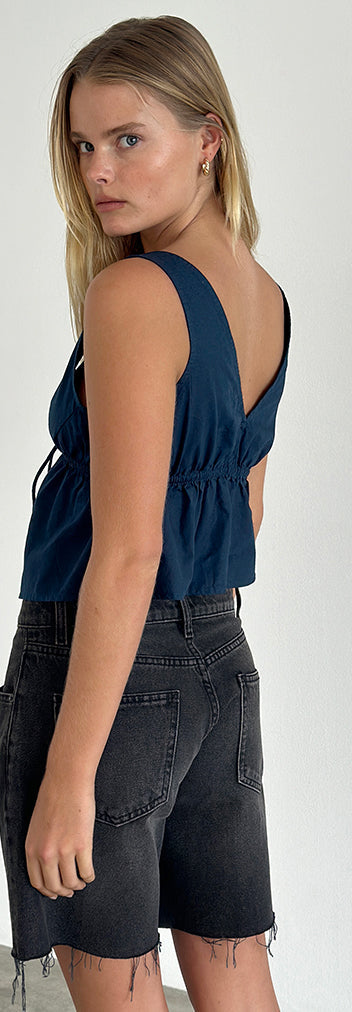 Navy Tie Front Top | Rolia – motelrocks-com-us