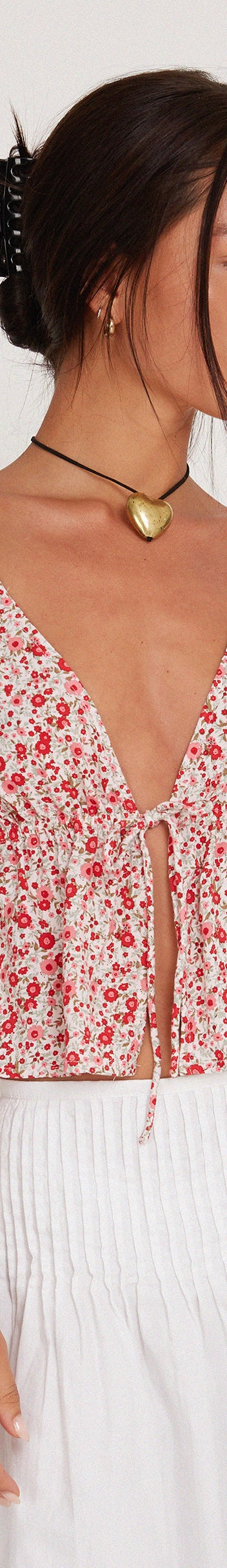 Ditsy Floral Blush Red Tie Front Top | Rolia – motelrocks-com-us