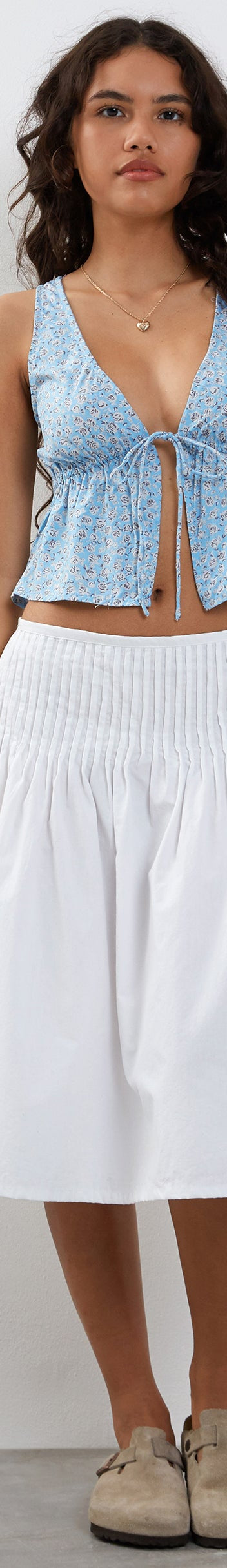 Ditsy Rose Blue Tie Front Top | Rolia – motelrocks-com-us