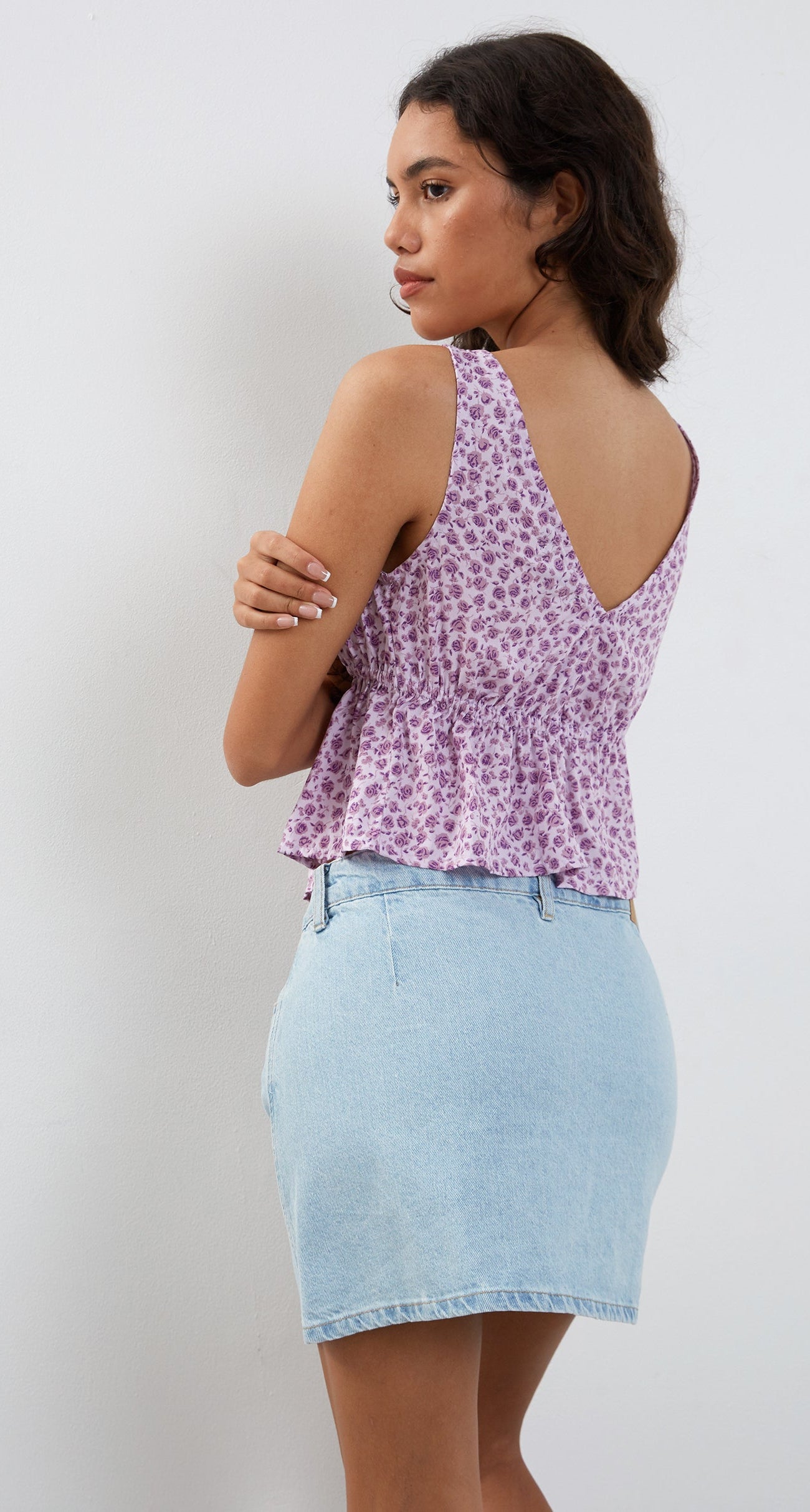 Ditsy Rose Lilac Tie Front Top | Rolia – motelrocks-com-us