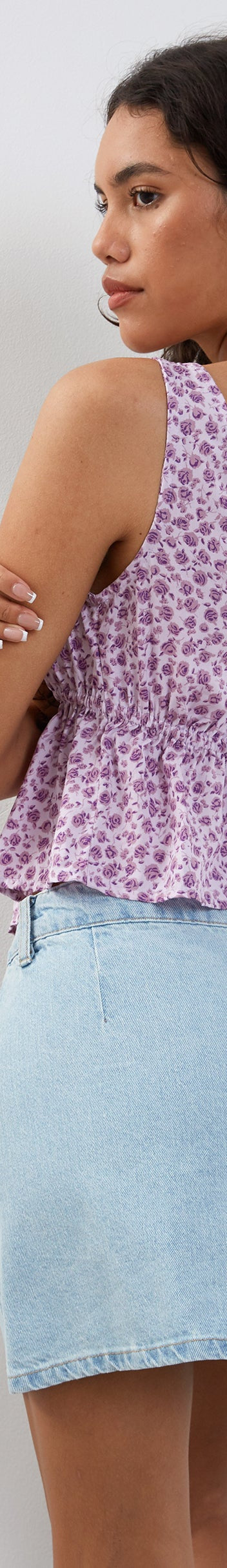 Ditsy Rose Lilac Tie Front Top | Rolia – motelrocks-com-us