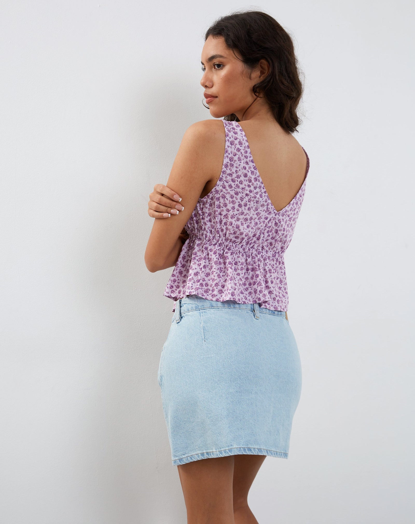 Ditsy Rose Lilac Tie Front Top | Rolia – motelrocks-com-us
