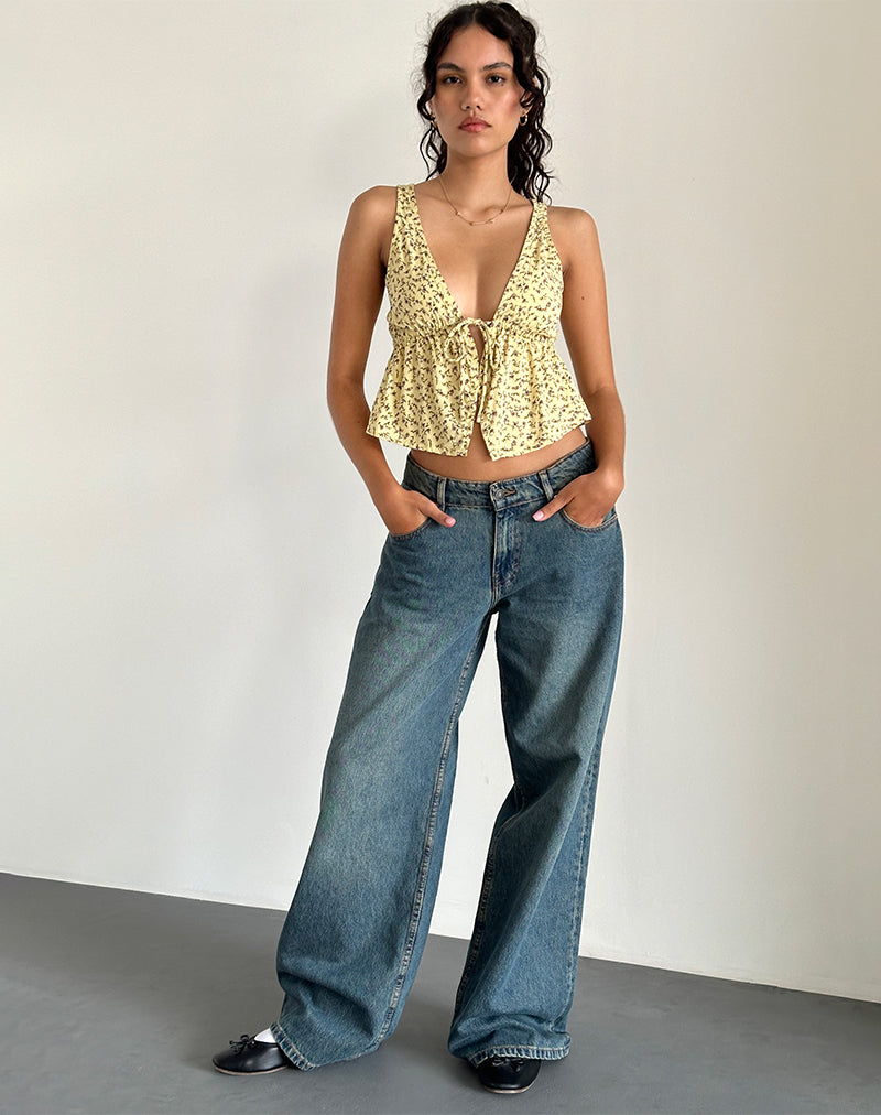 Flowing Flower Yellow Tie Front Top | Rolia – motelrocks-com-us