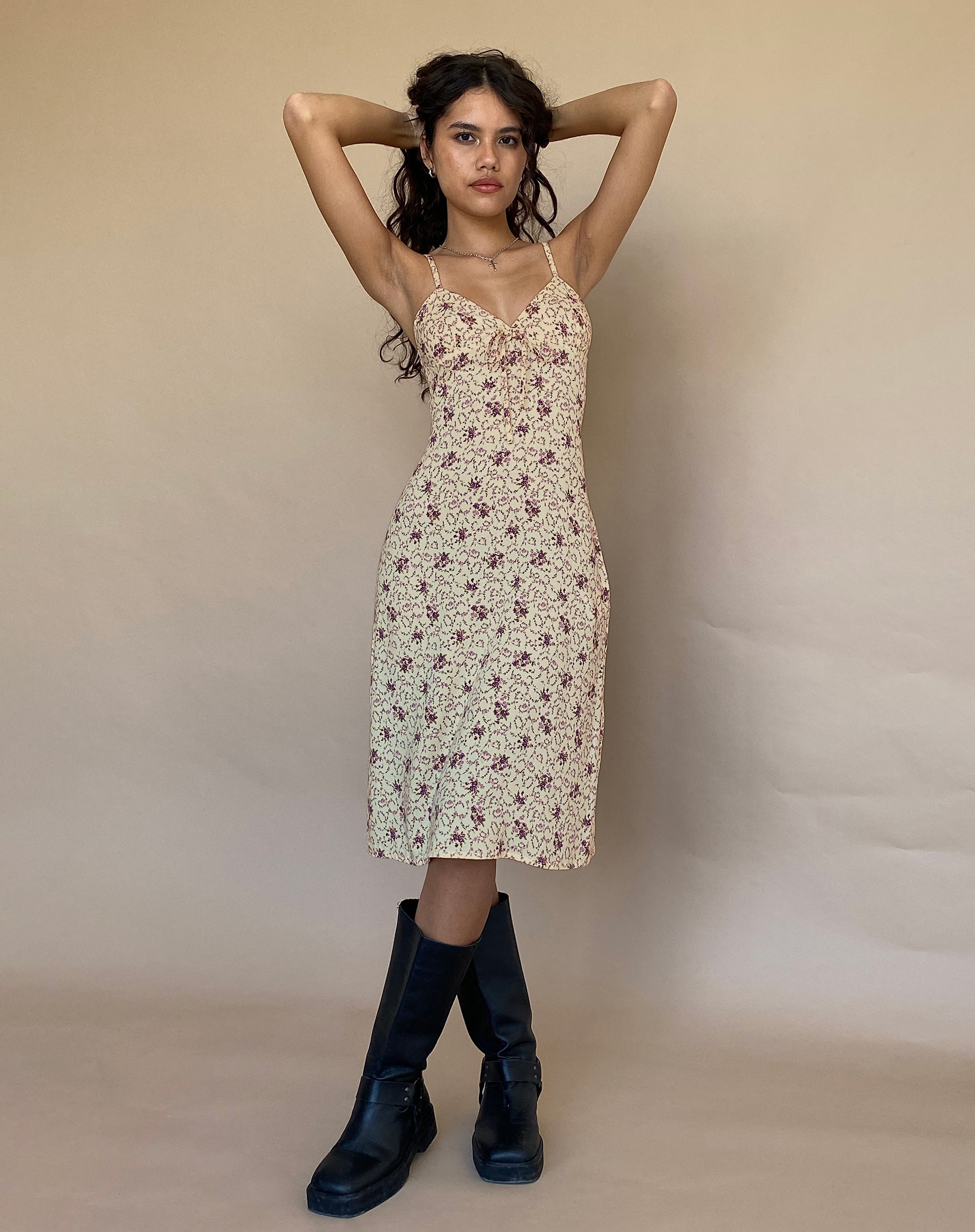 Flower Chain Cream Midi Dress | Ronsha – motelrocks-com-us