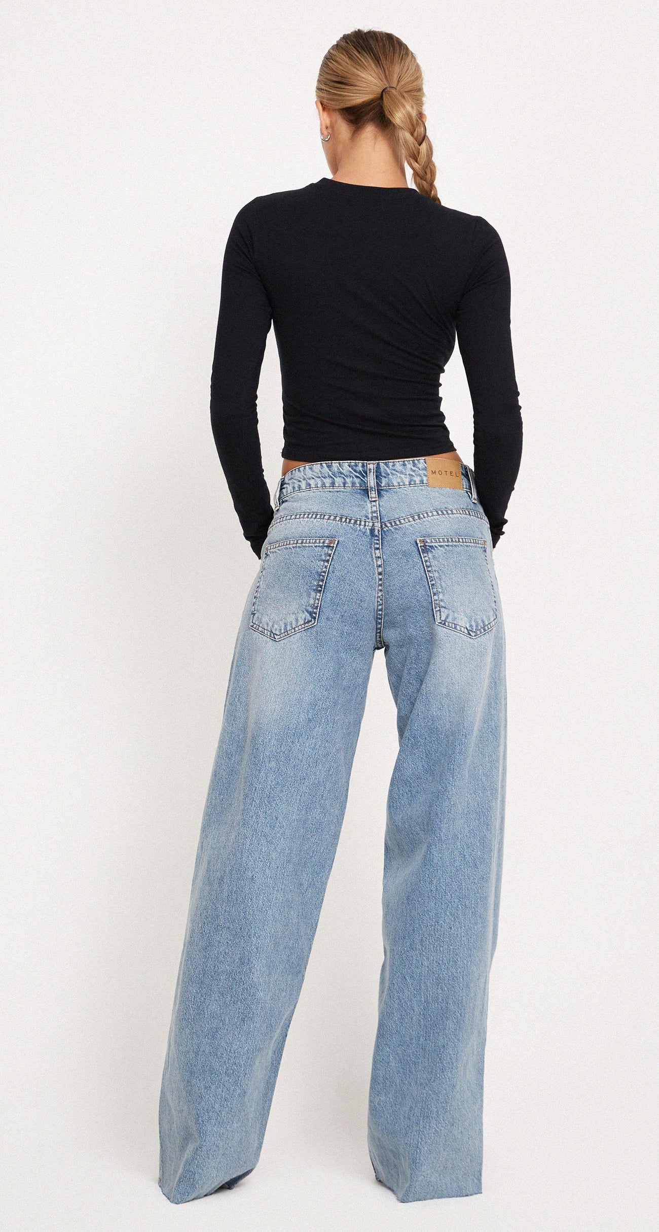 Vintage Blue Wash Extra Wide Raw Hem Low Rise Jeans | Roomy ...