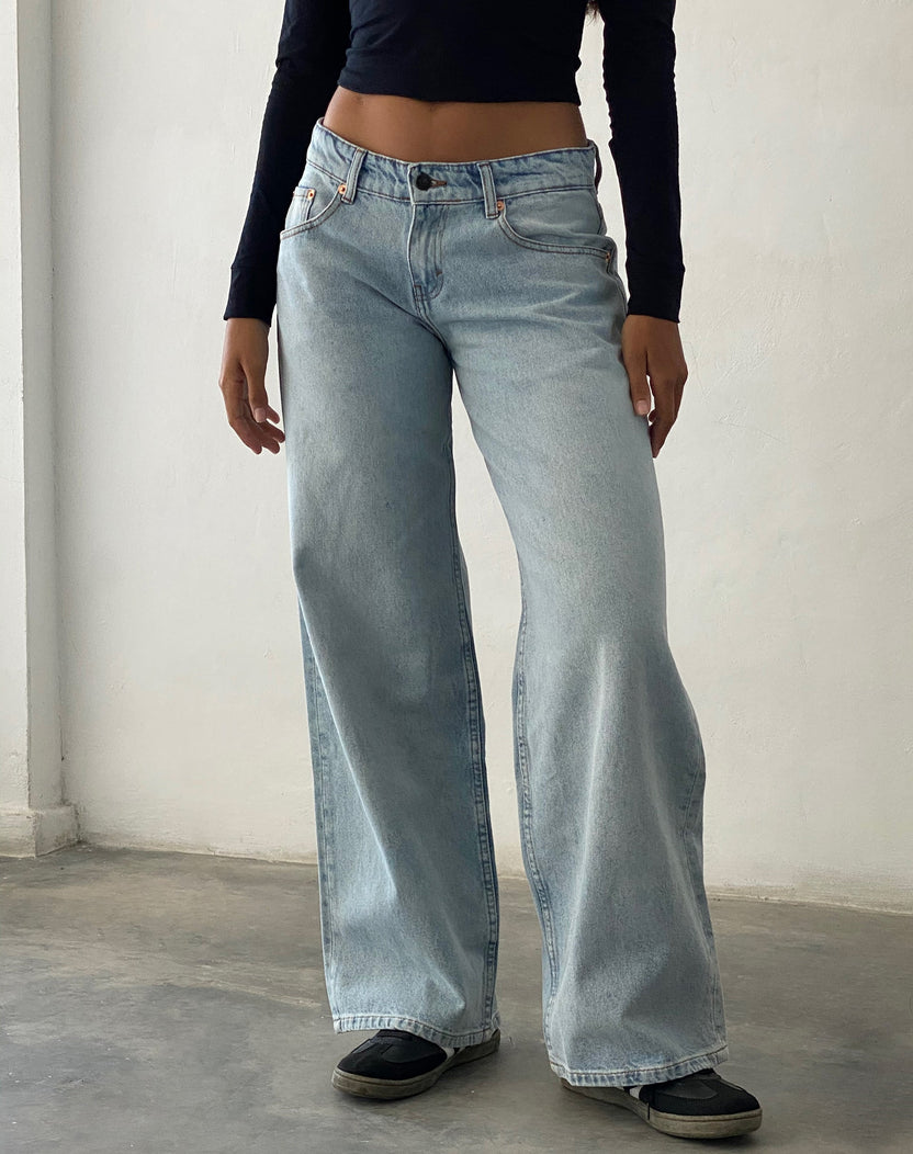 Extreme Light Wash Blue Extra Wide Low Rise Jeans | Roomy – motelrocks ...