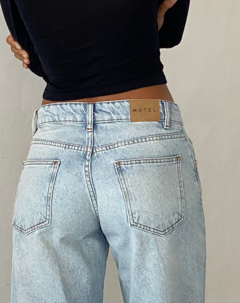 Extreme Light Wash Blue Extra Wide Low Rise Jeans | Roomy – motelrocks ...