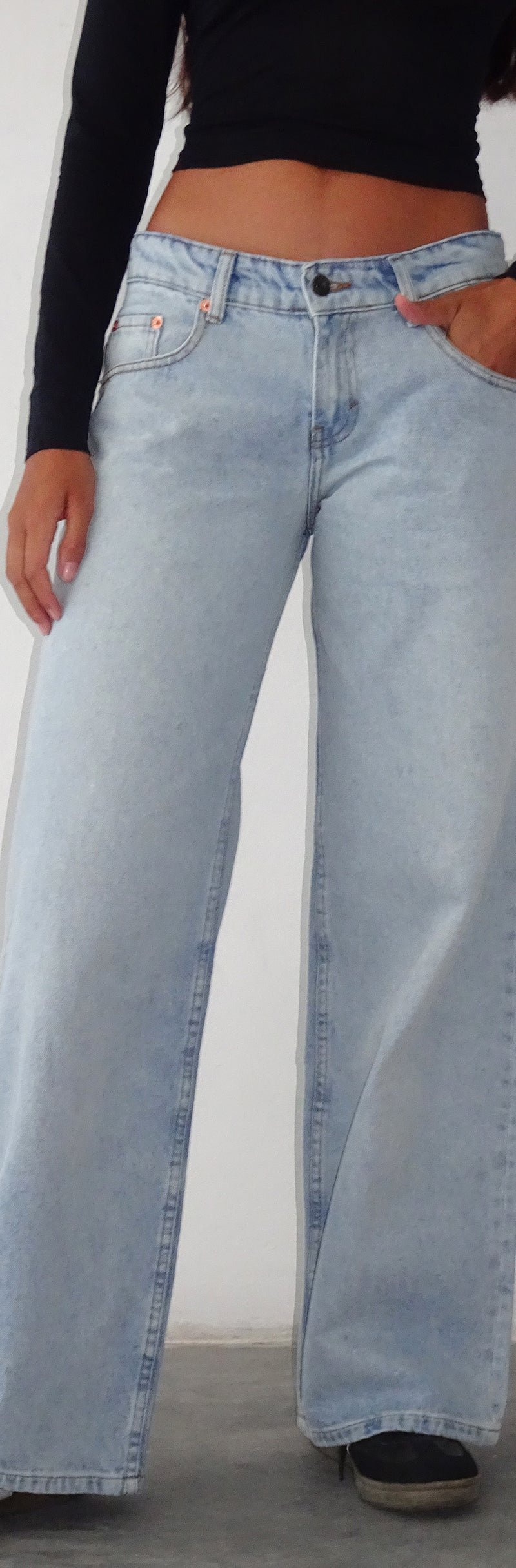 Extreme Light Wash Blue Extra Wide Low Rise Jeans | Roomy – motelrocks ...