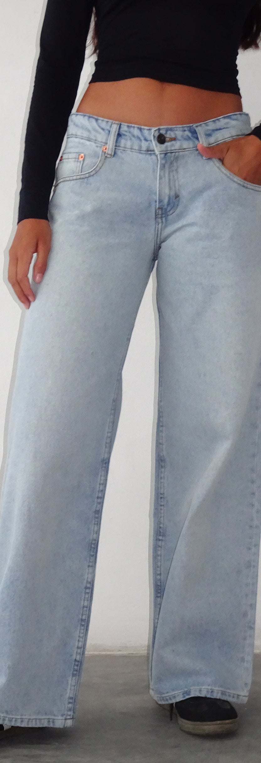 Extreme Light Wash Blue Extra Wide Low Rise Jeans | Roomy – motelrocks ...