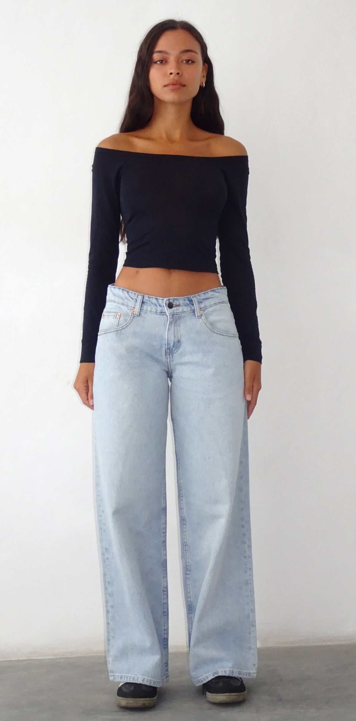 Extreme Light Wash Blue Extra Wide Low Rise Jeans | Roomy – motelrocks ...