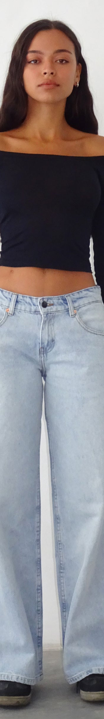 Extreme Light Wash Blue Extra Wide Low Rise Jeans | Roomy – motelrocks ...