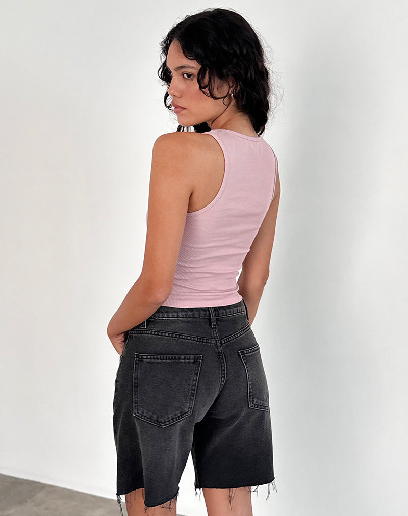 Pink Lady Ribbed Vest Top Roxe Motelrocks Com Us