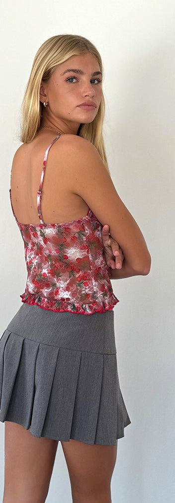 Printed Lace Cherry Top | Rumaysa – motelrocks-com-us