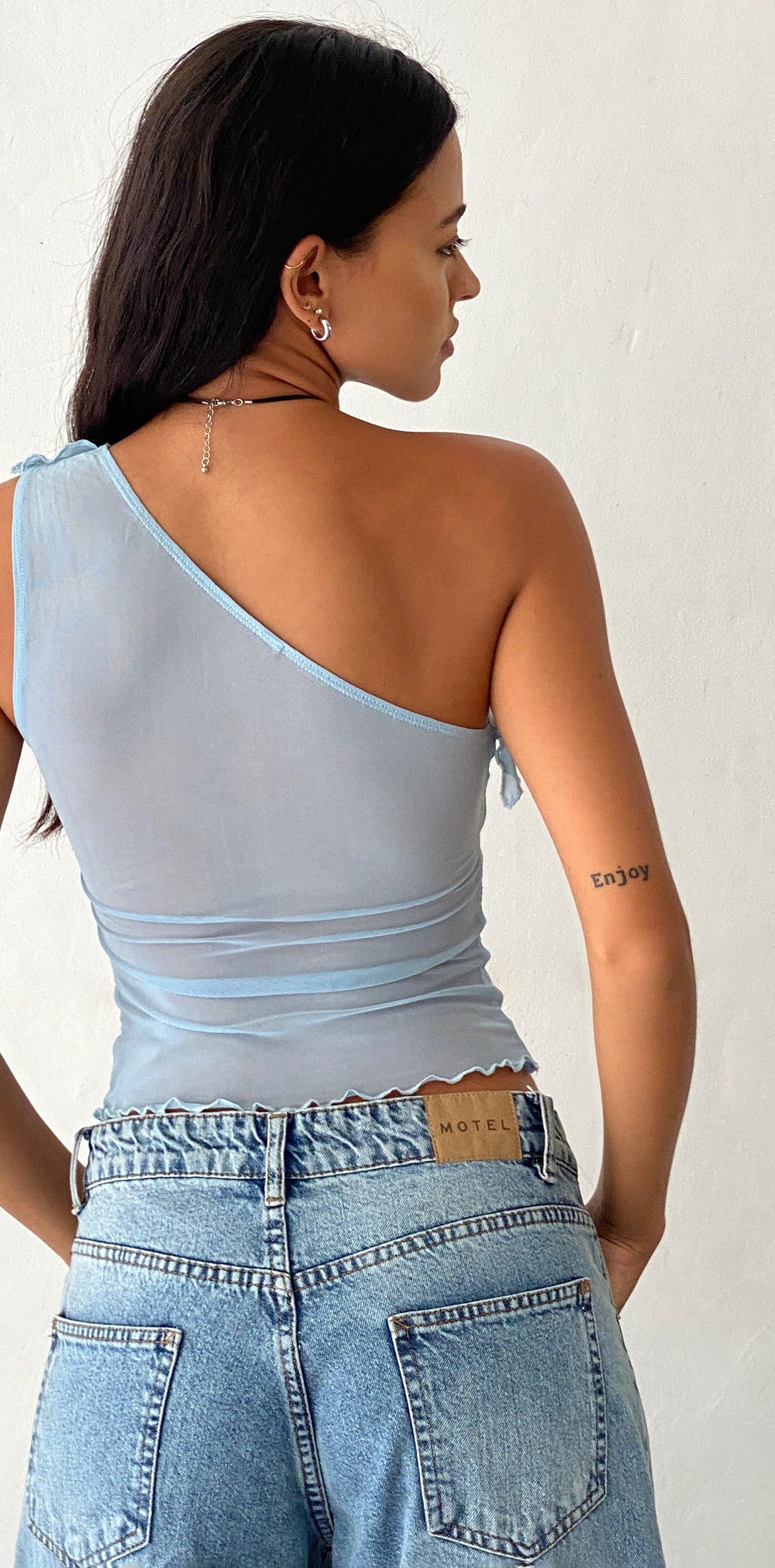 Light Blue One Shoulder Frill Top | Ruthie – motelrocks-com-us