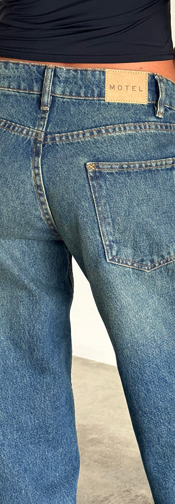 Bright Blue Extra Wide Low Rise Jeans | Roomy – motelrocks-com-us