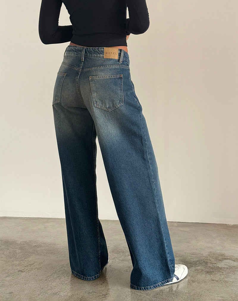 Dark Vintage Extra Wide Low Rise Jeans | Roomy – motelrocks-com-us