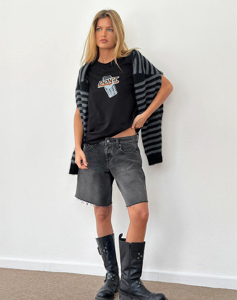 Black Tee with Don't Message Me Graphic | Saki – motelrocks-com-us