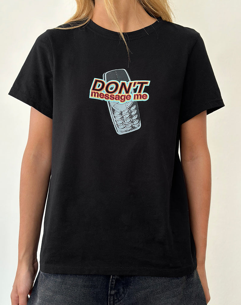 Black Tee with Don't Message Me Graphic | Saki – motelrocks-com-us