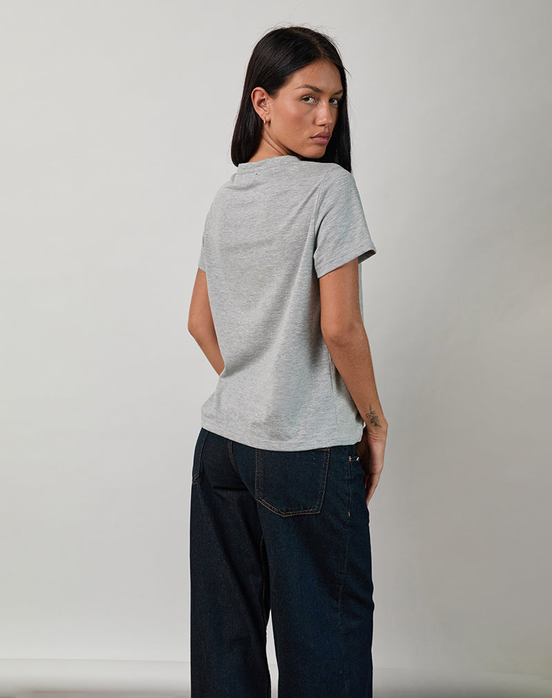 Grey Marl Tee with 'I Love OOO Printed Graphic | Saki – motelrocks-com-us