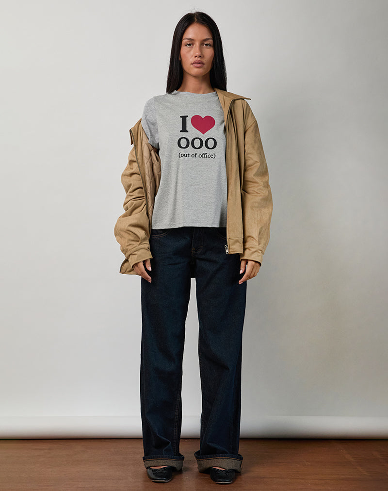 Grey Marl Tee with 'I Love OOO Printed Graphic | Saki – motelrocks-com-us