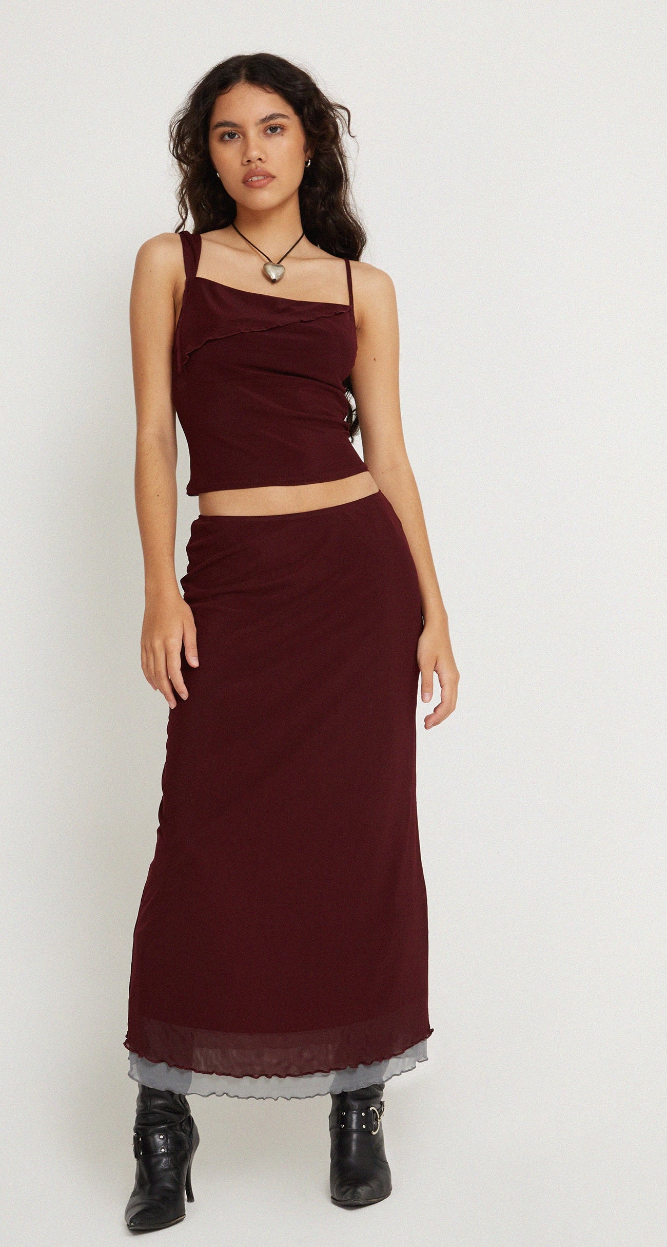 Mesh Burgundy Maxi Skirt | Tresha – motelrocks-com-us