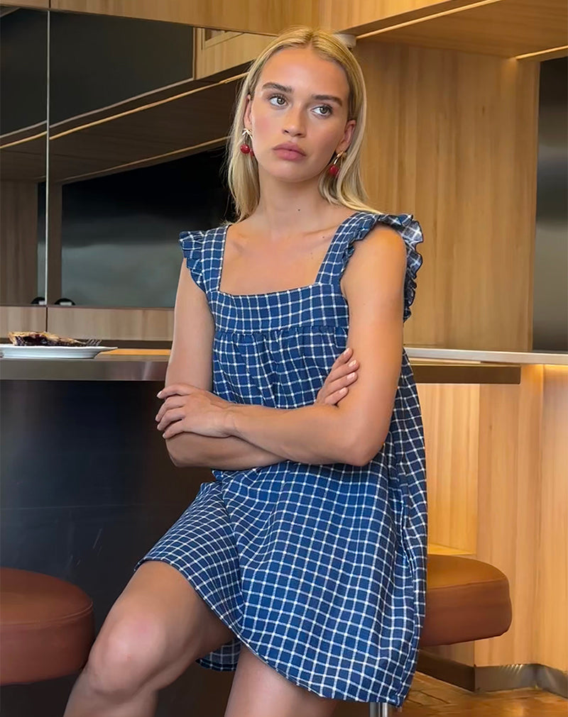 Navy Tartan Rami Mini Dress | Sanaly – motelrocks-com-us