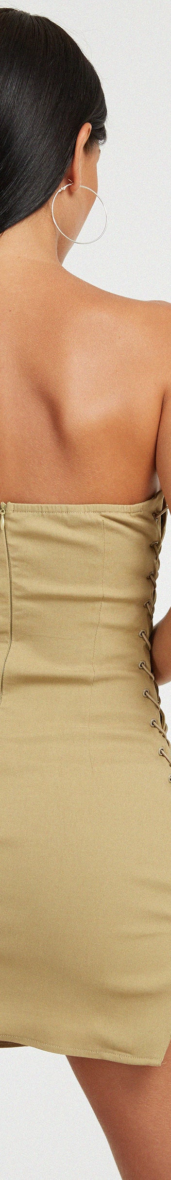 Light Brown Tan Bandeau Mini Dress | Sanvi – motelrocks-com-us