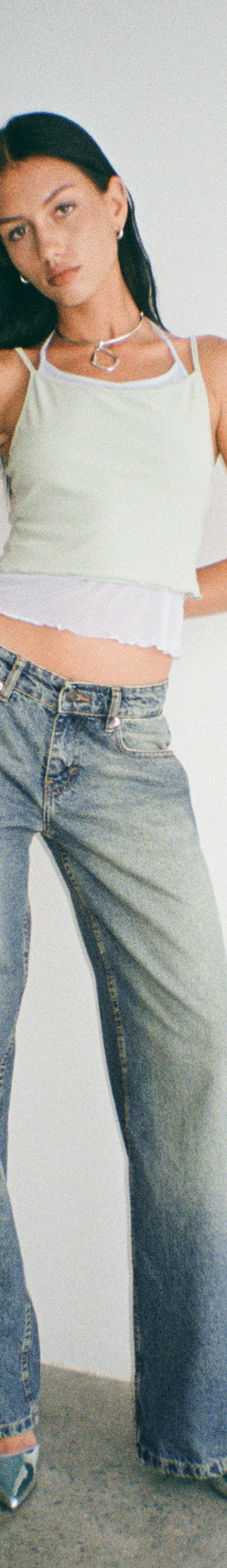 Extreme Blue Green Extra Wide Low Rise Jeans | Roomy – motelrocks-com-us