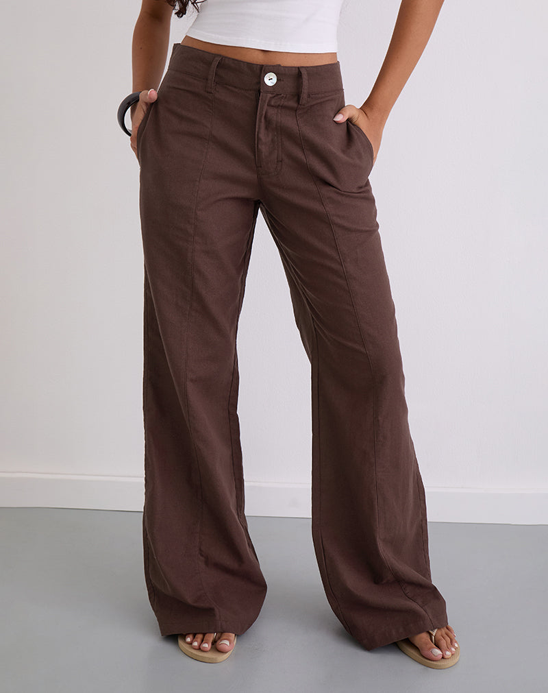 Deep Mahogany Linen Trouser | Saucy – motelrocks-com-us