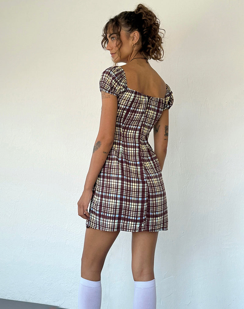 Brown Multi Check Mini Dress | Savio – motelrocks-com-us