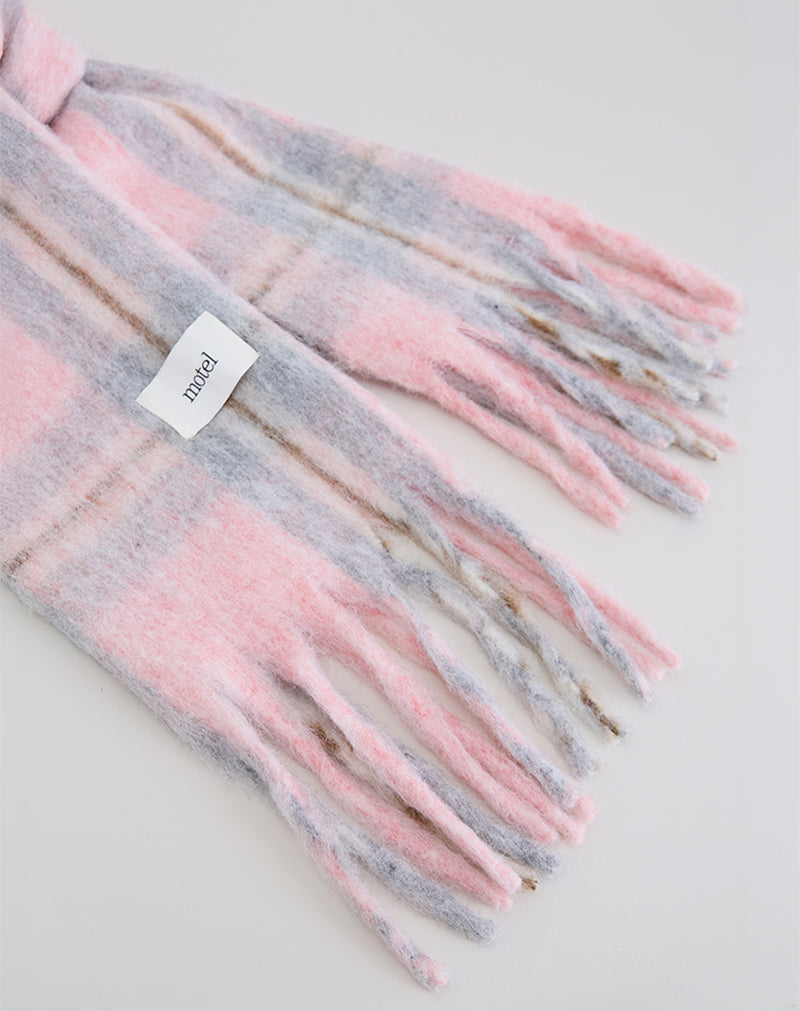 Pink Check Wool Brushed Knit | Scarf – motelrocks-com-us