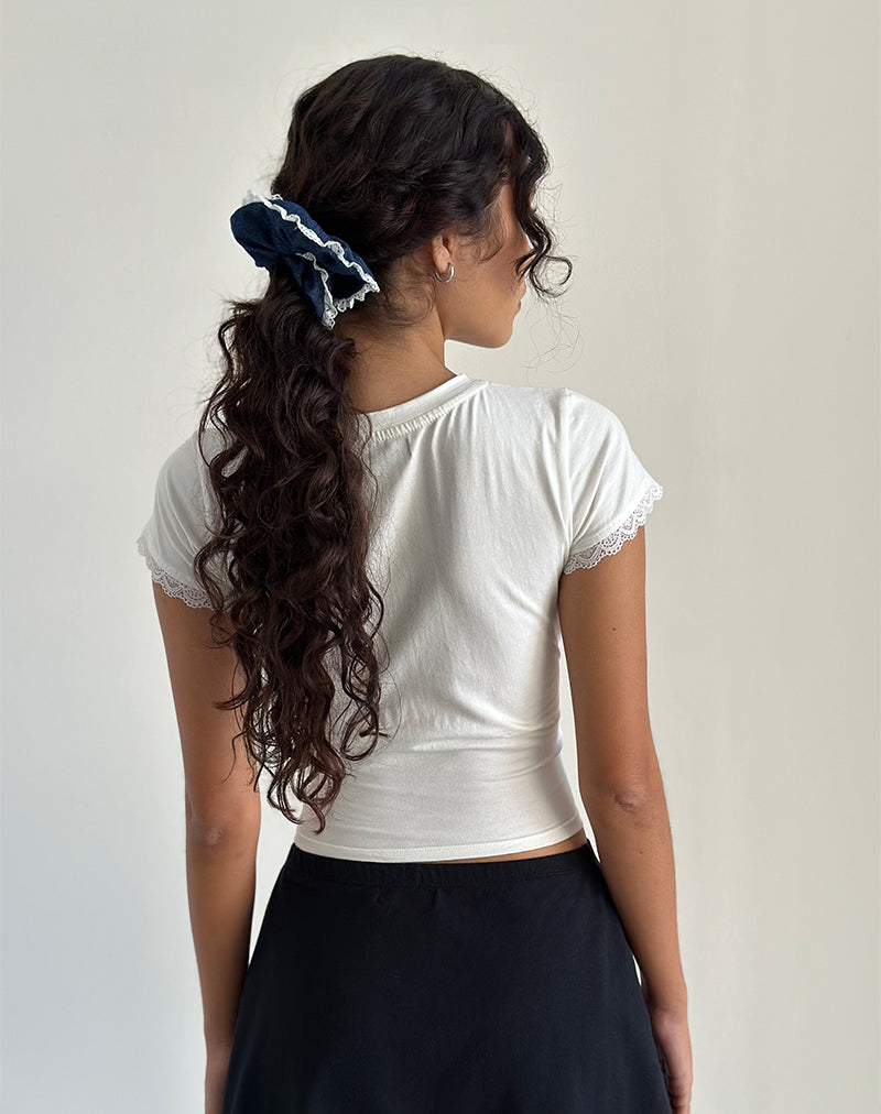 Denim Chambray Scrunchie with Lace – motelrocks-com-us