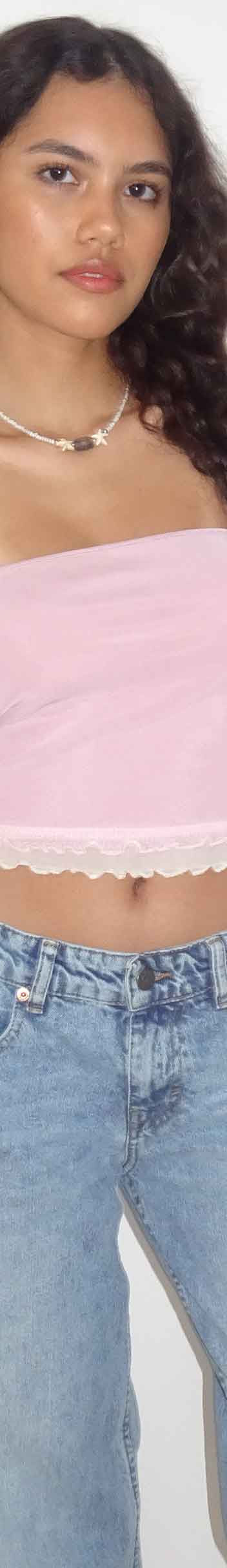 Tonal Pink Bandeau Mesh Top | Seka – motelrocks-com-us