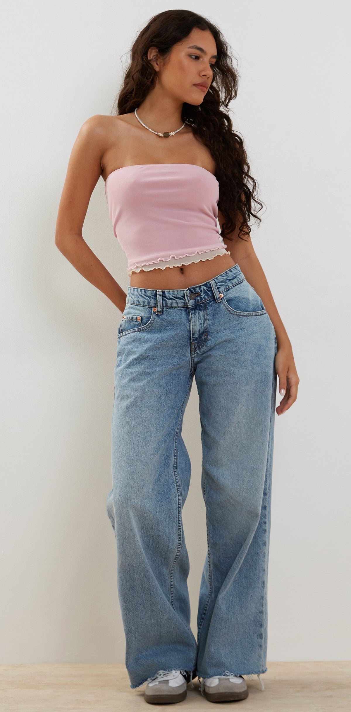 Tonal Pink Bandeau Mesh Top | Seka – motelrocks-com-us