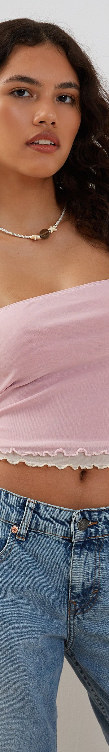 Tonal Pink Bandeau Mesh Top | Seka – motelrocks-com-us
