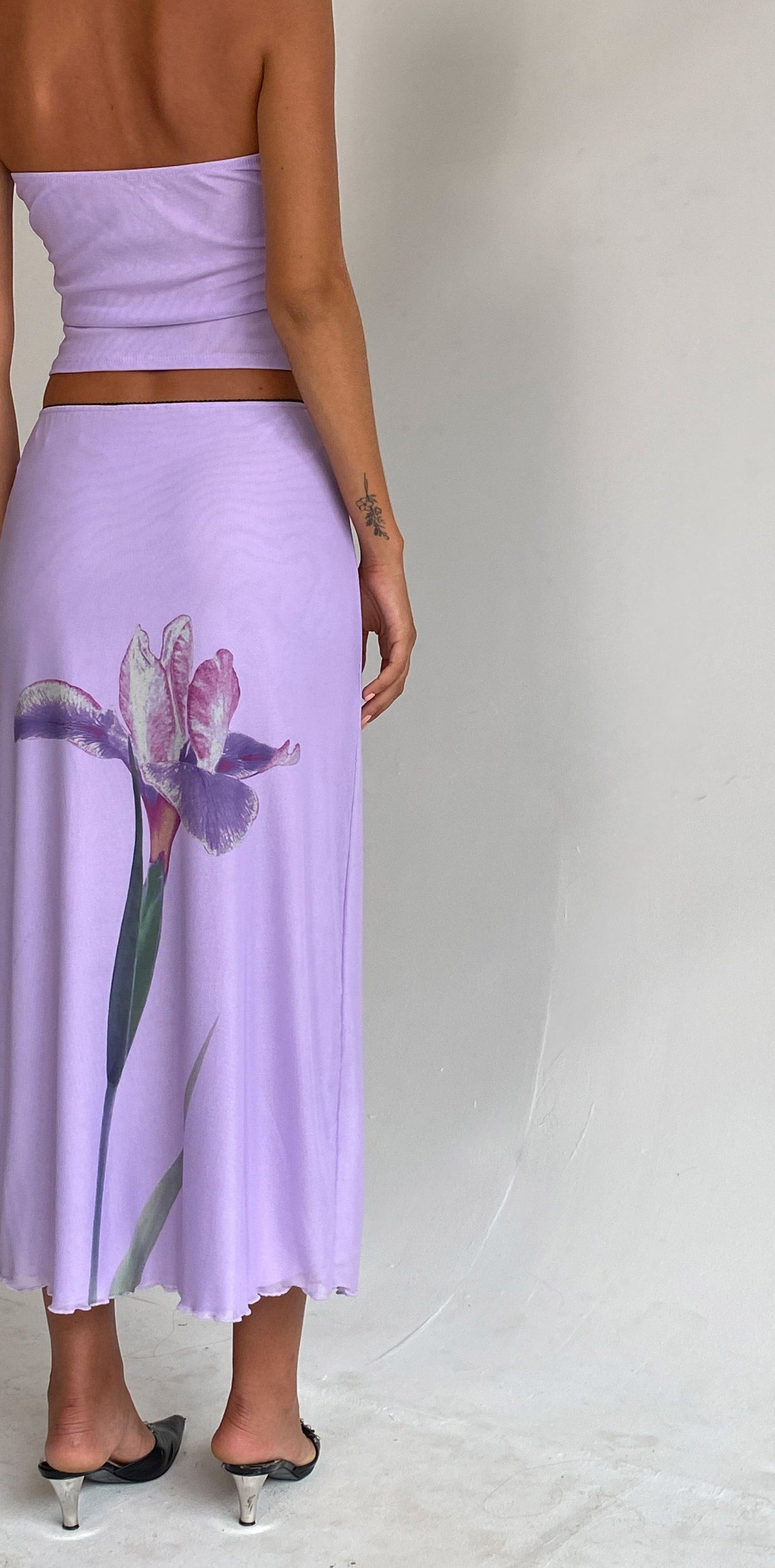 Lilac Flower Placement Midi Skirt | Lassie – motelrocks-com-us
