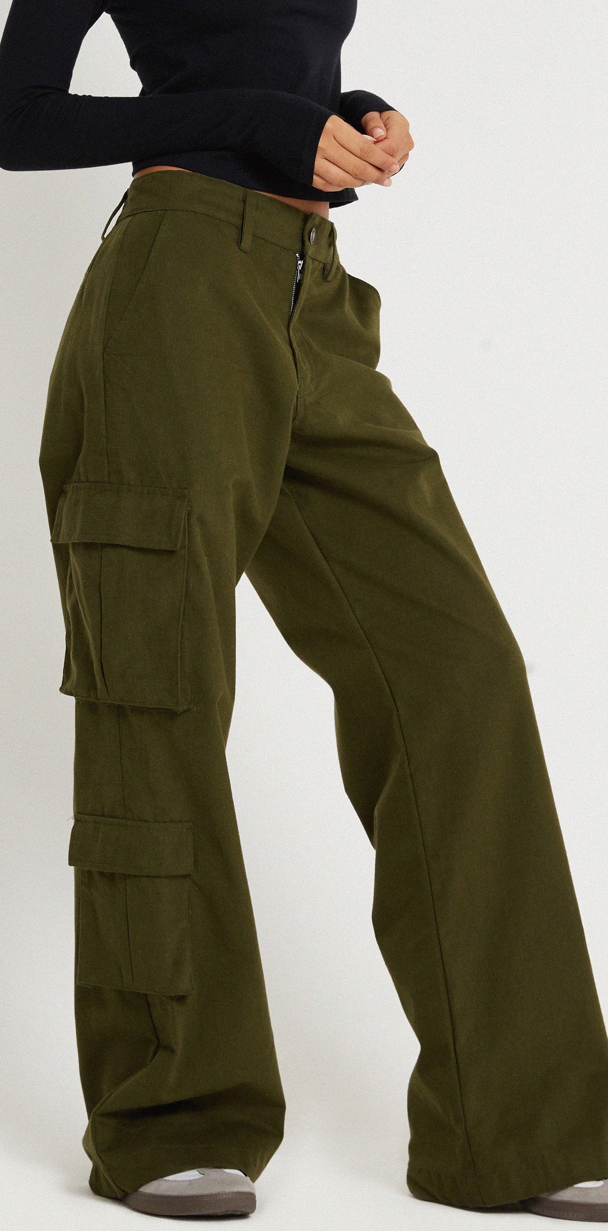 Dark Olive Wide Leg Trouser | Shan – motelrocks-com-us