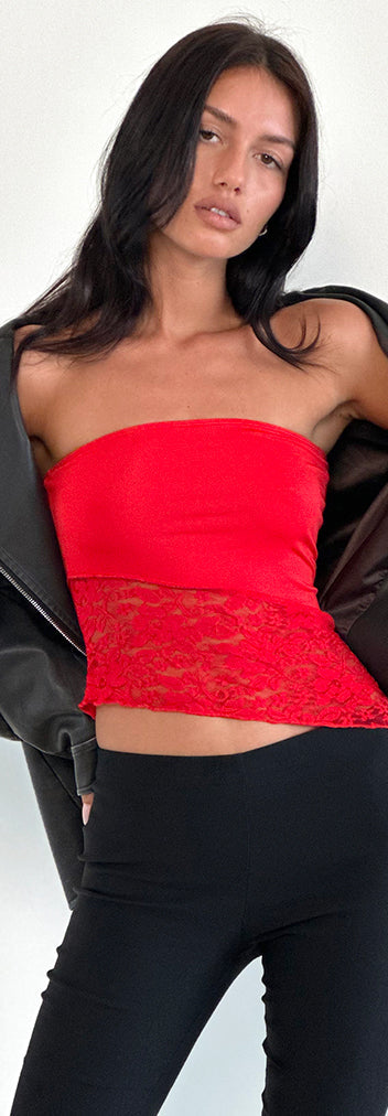 Red Lace Tube Top | Shanda – motelrocks-com-us