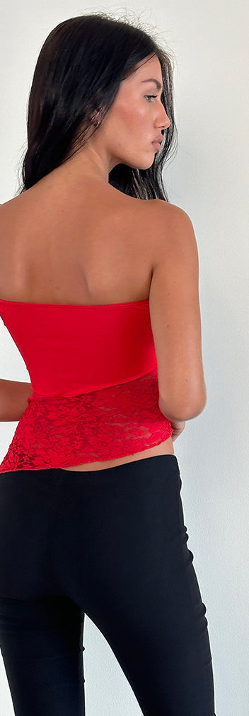 Red Lace Tube Top | Shanda – motelrocks-com-us