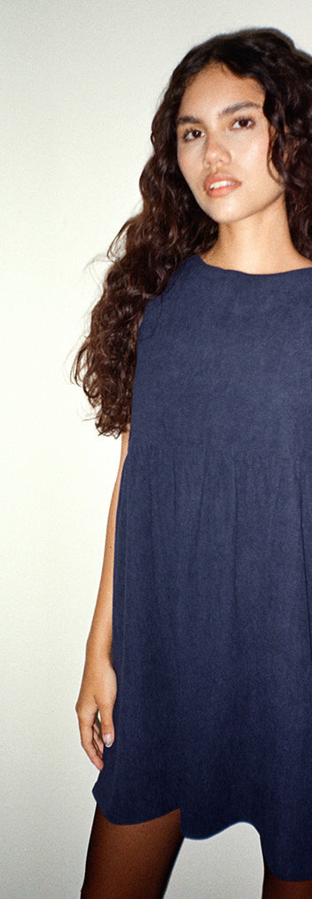 Navy Ink Blue Babycord Mini Dress | Sheba – motelrocks-com-us
