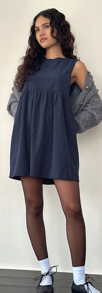 Navy Ink Blue Babycord Mini Dress | Sheba – motelrocks-com-us