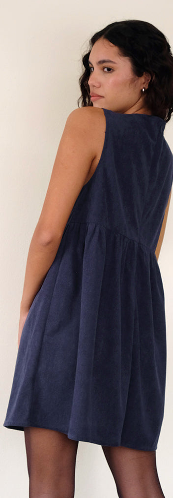 Navy Ink Blue Babycord Mini Dress | Sheba – motelrocks-com-us